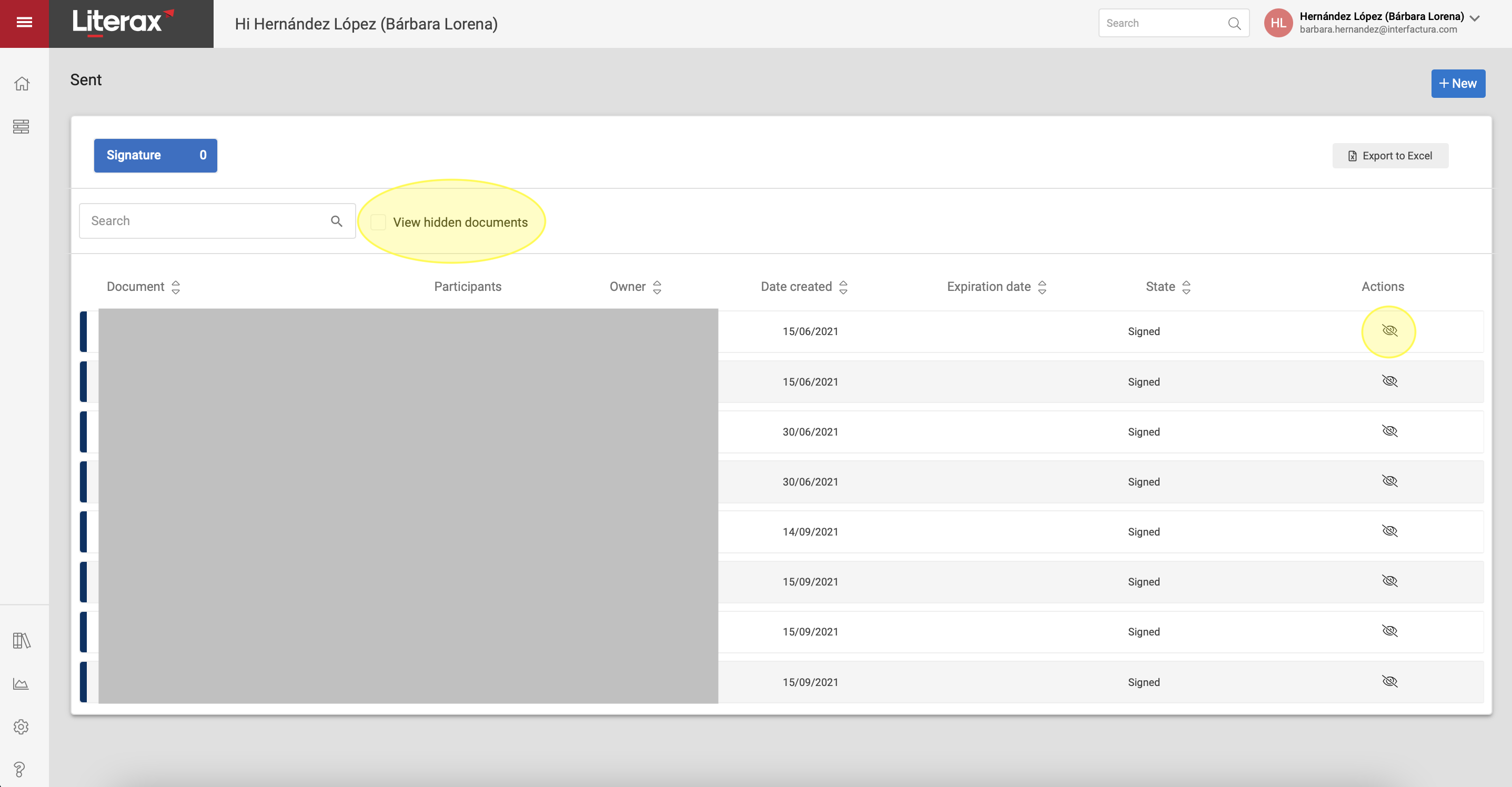 Hide documents from a list – Interfirma English