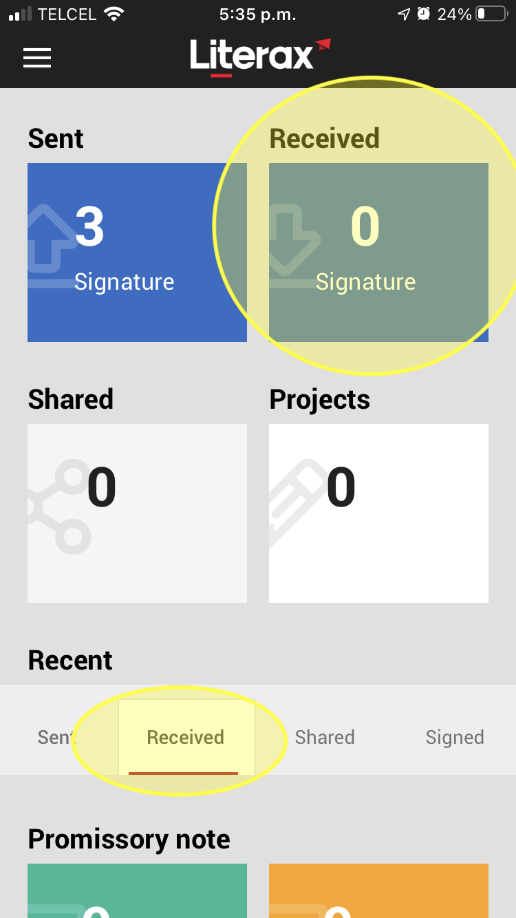 How are the documents listed in the received section? – Interfirma English