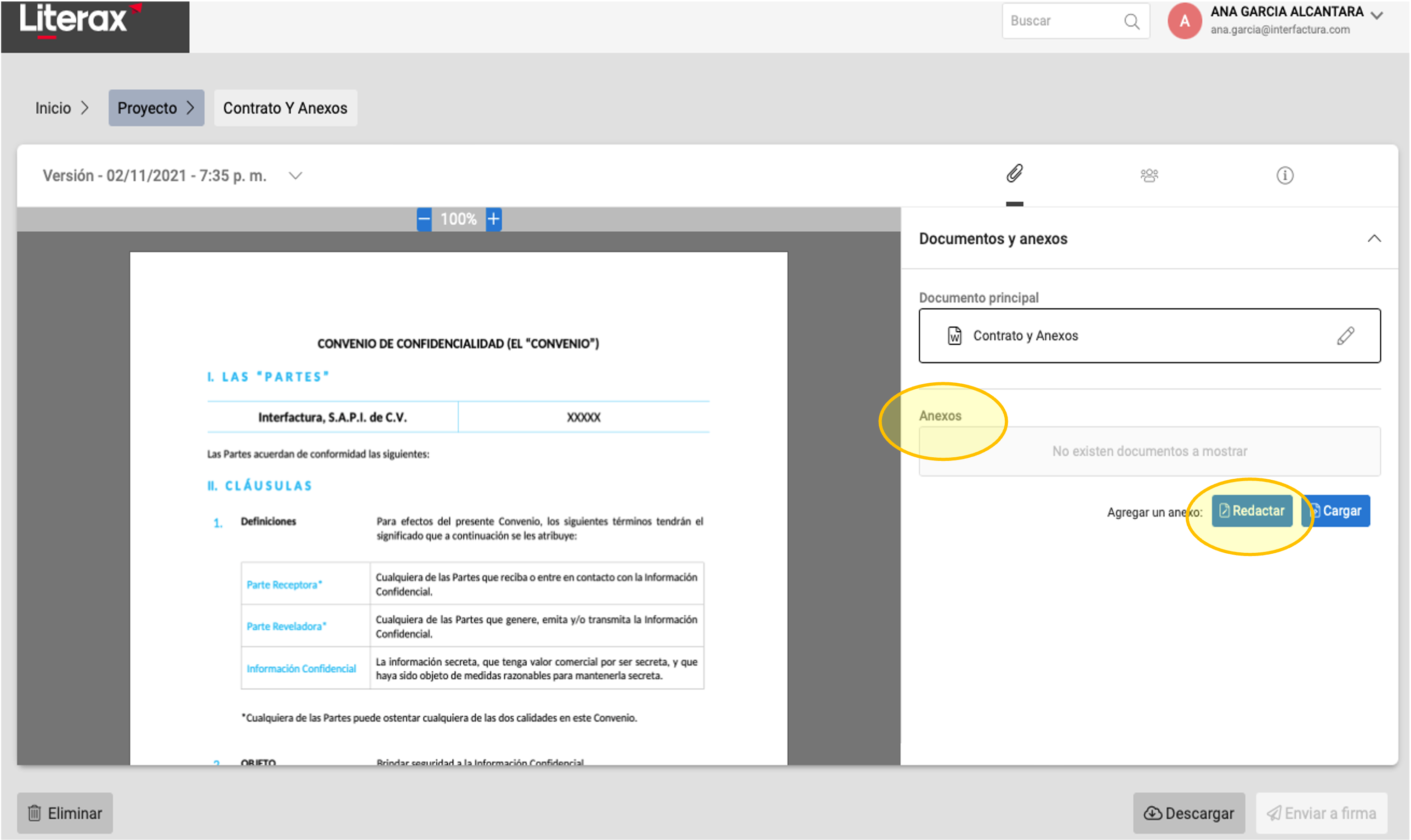 Redacción de Anexos – Interfirma